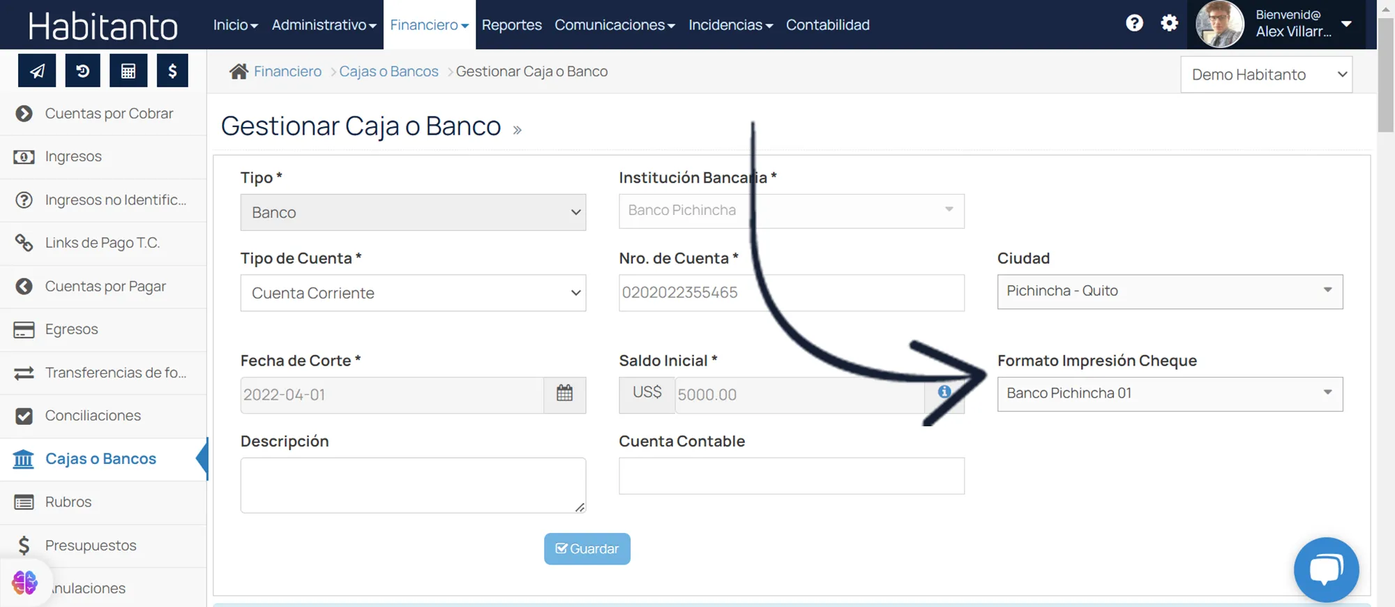 Imprime tus cheques desde Habitanto